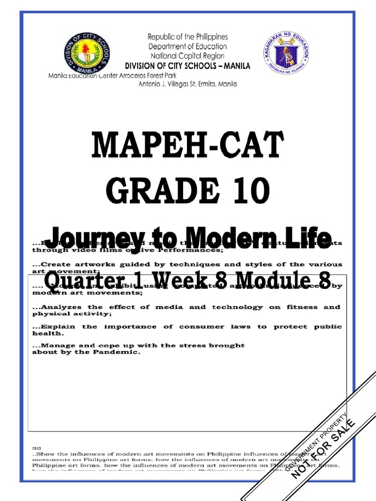 Mapeh 10 Q1 W8 Module | PDF | Mental Health | Stress (Biology)