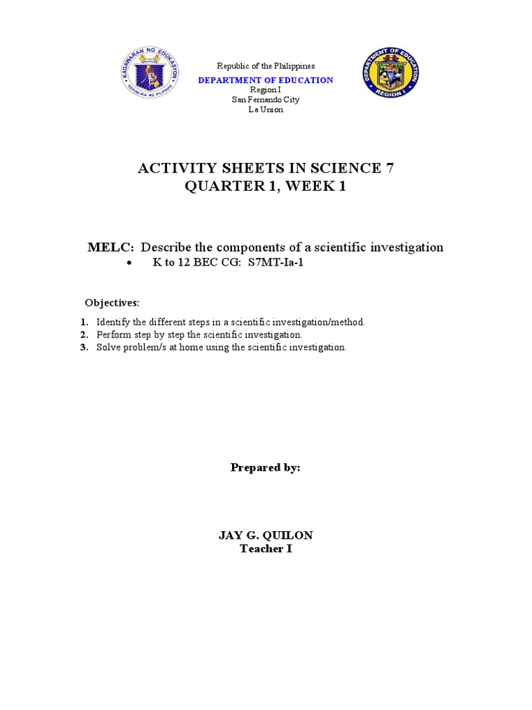 Science 7 Week 1 - 2 | PDF | Measurement | Scientific Method