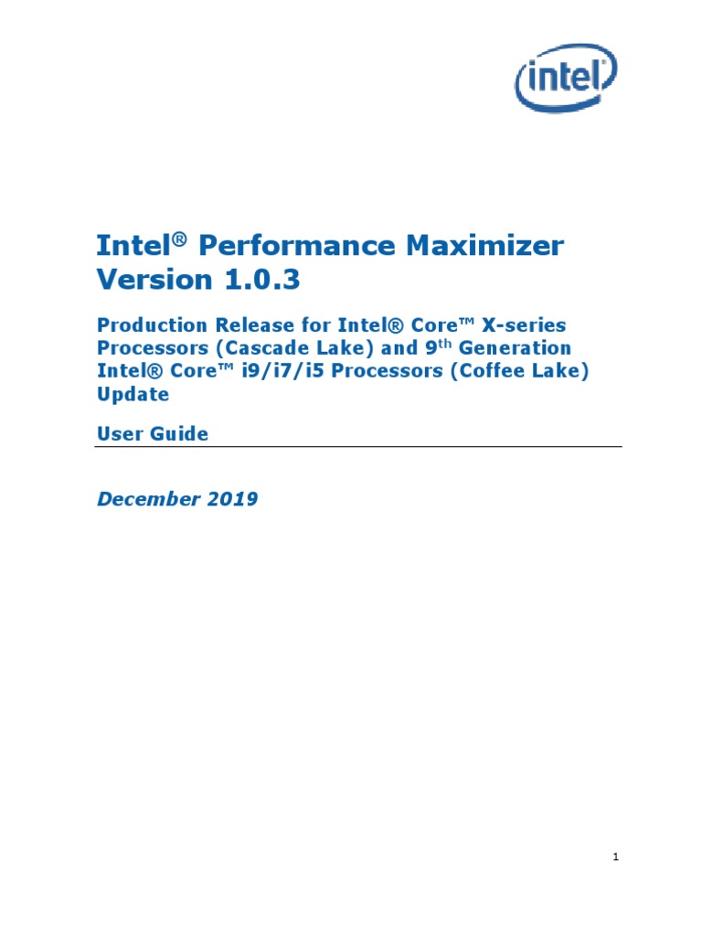Intel Performance Maximizer V1.0.3 User Guide | PDF | Bios | Booting
