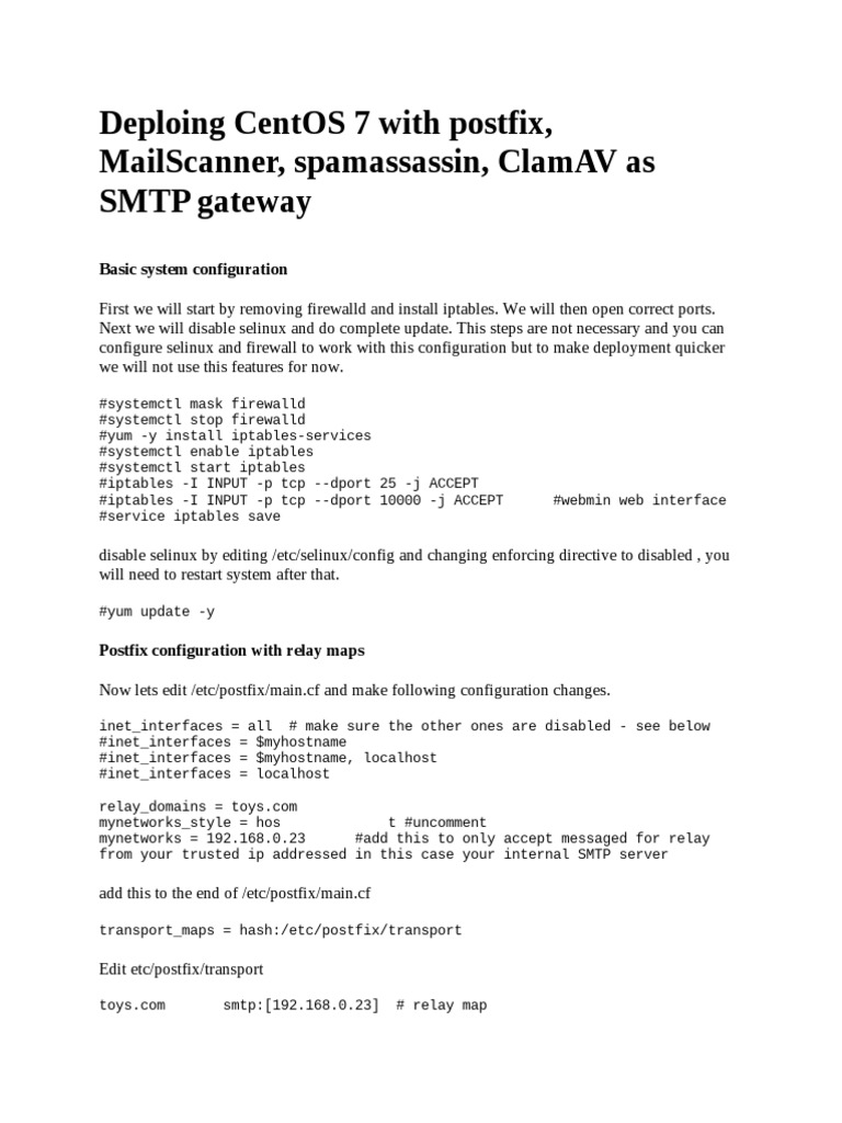 Postfix Configurations Centos Linux | PDF | Computing | Free Software