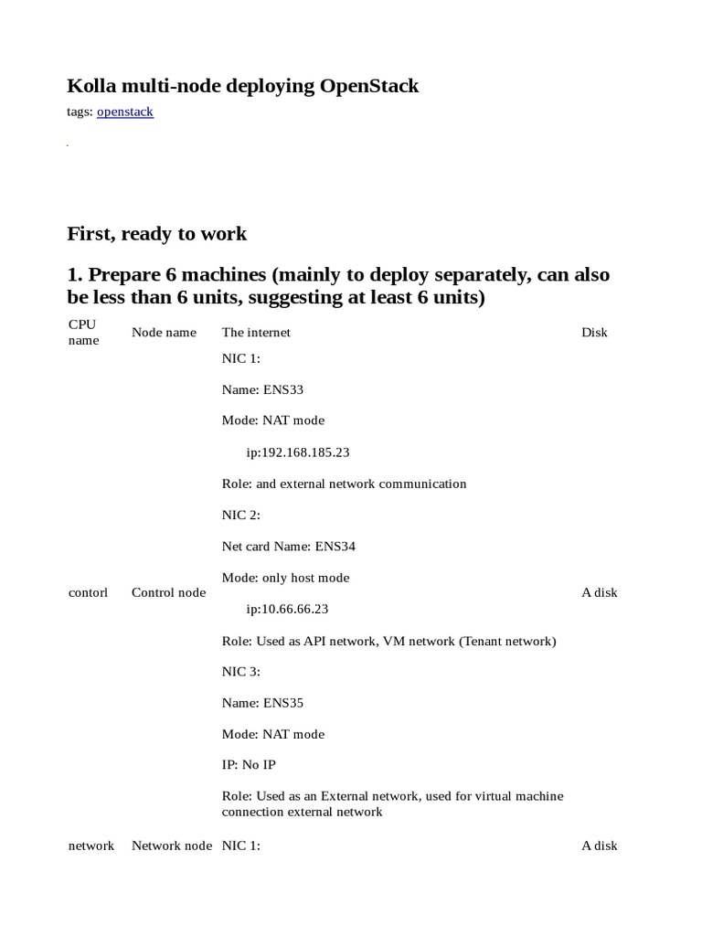 Kolla Ansible Installation | PDF | Open Stack | Computer Network