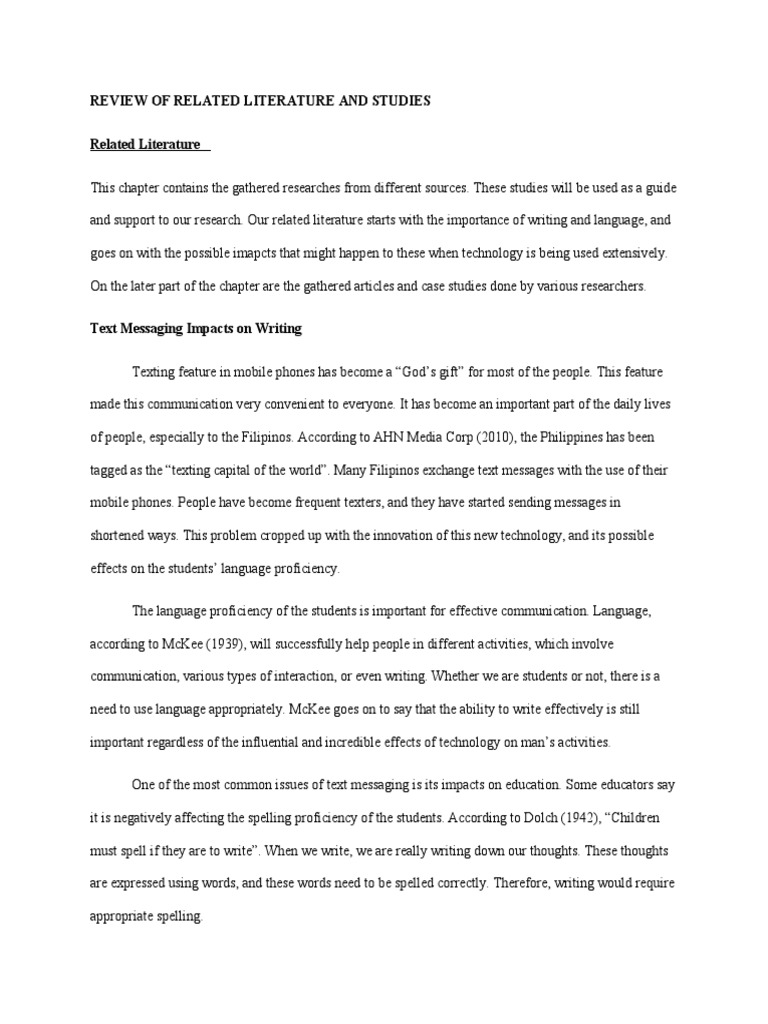 Review of Related Literature | PDF | Text Messaging | Communication