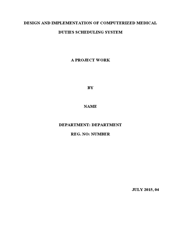 #Design and Implementation of Computerized Medical Duties Scheduling System - Inimax Hub | PDF ...