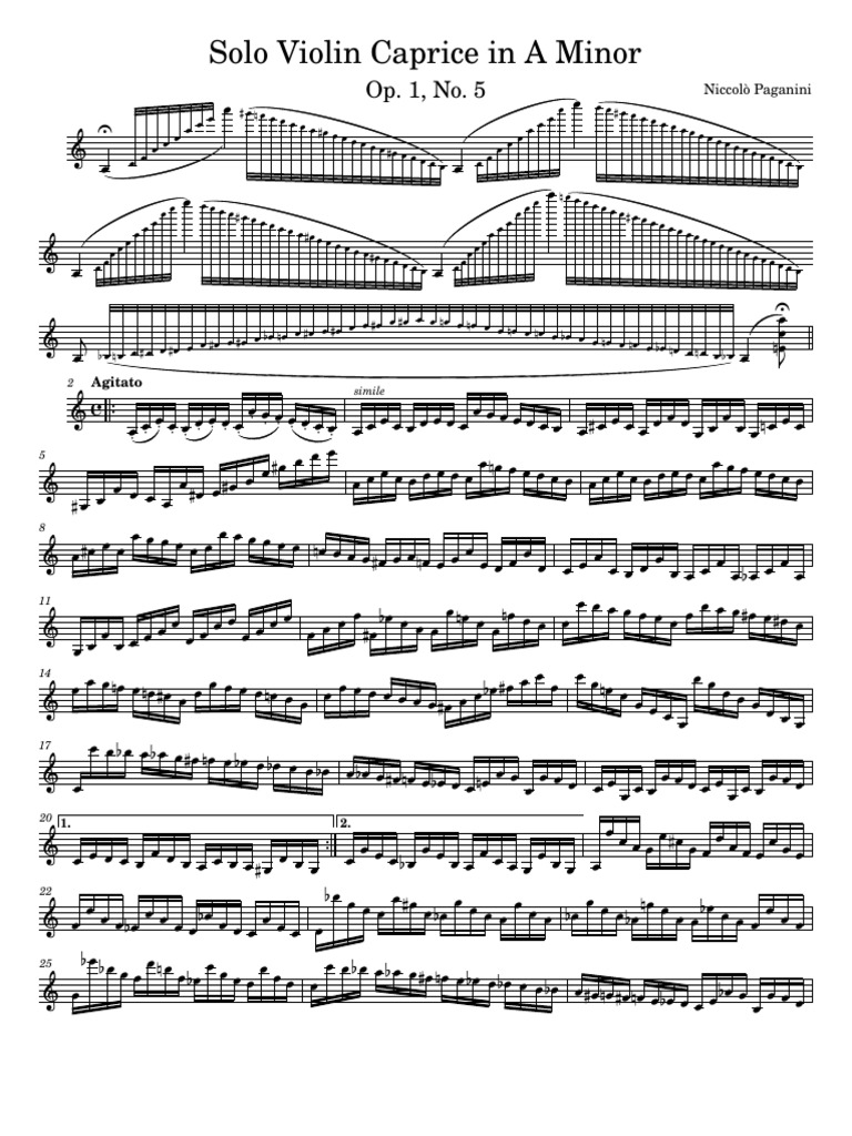 Caprice No. 5 Paganini No. 5 | PDF | Compositions | Classical Compositions