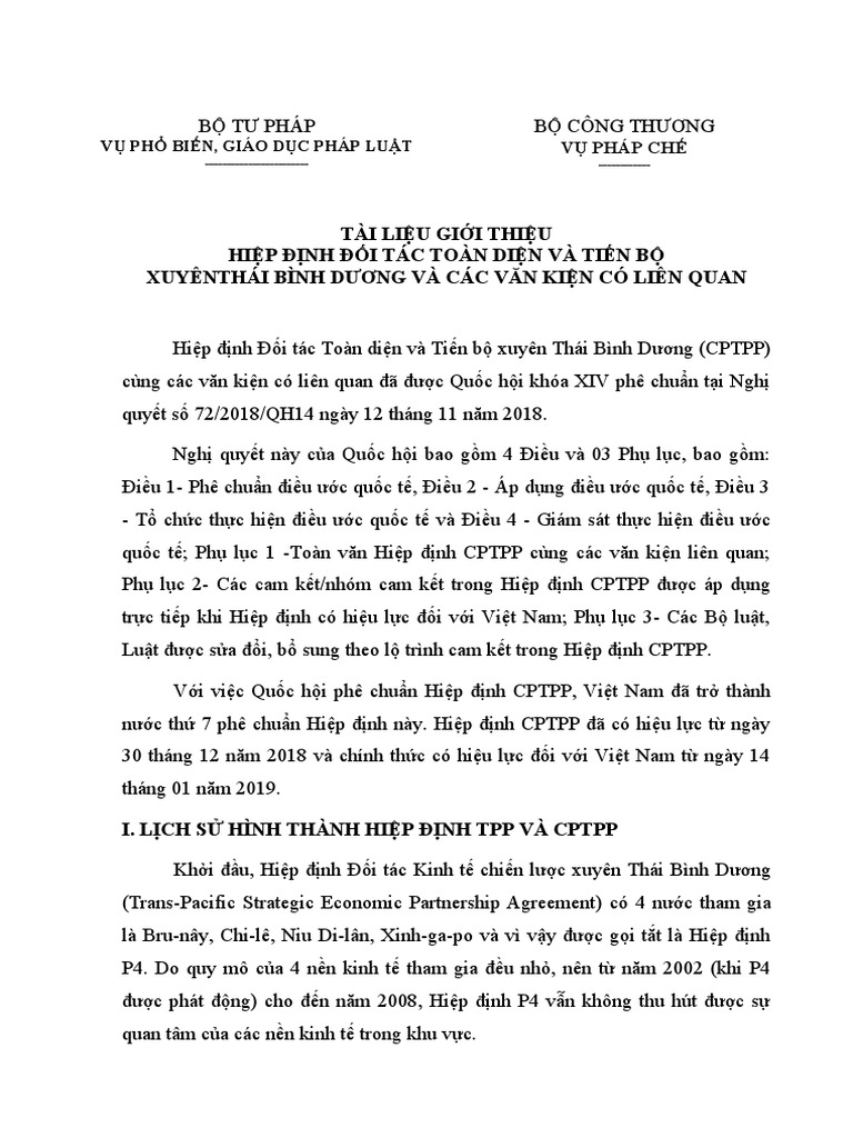 Tai Lieu Hiep Dinh CPTPP | PDF