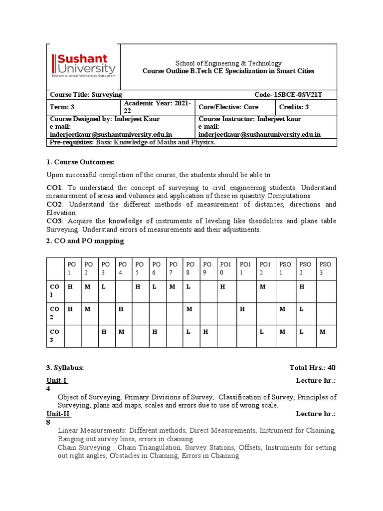 Surveying Syllabus | PDF | Surveying | Cartography