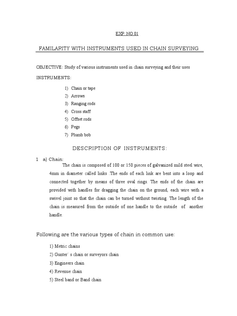 Expt No.1 | PDF | Surveying | Wire