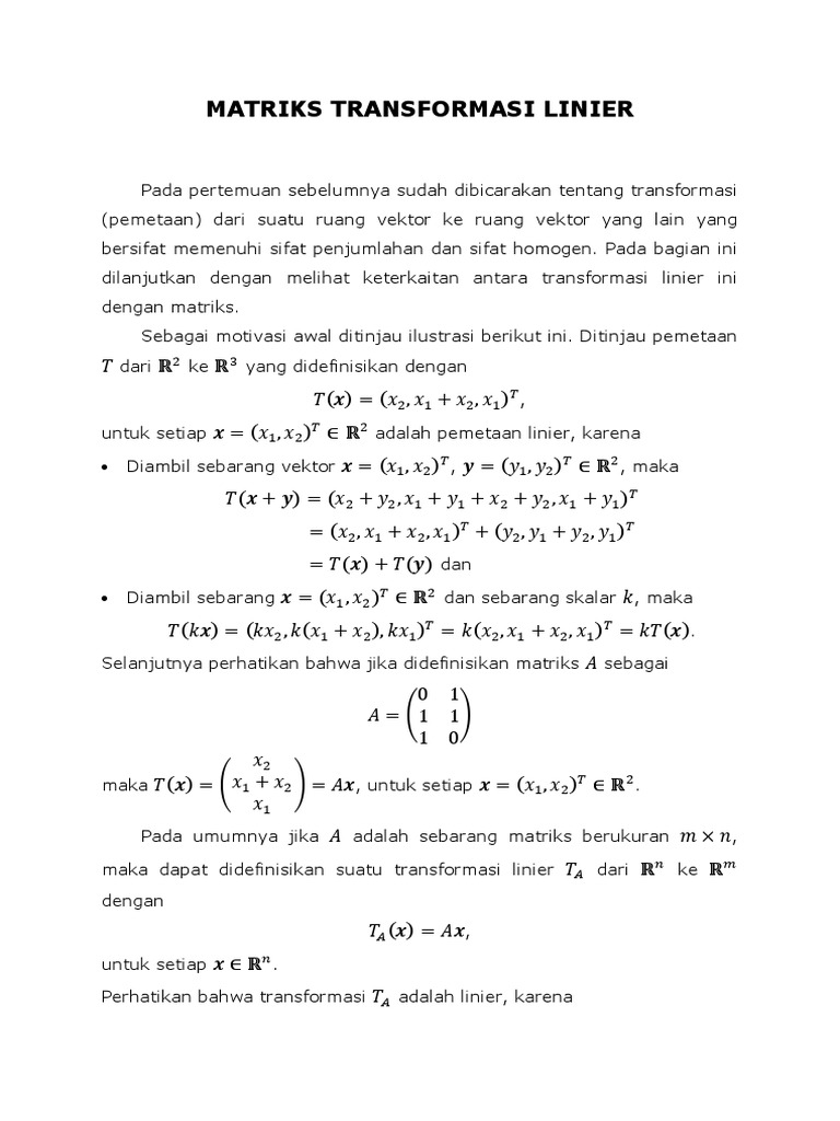 Pertemuan XII - Matriks Transformasi Linier | PDF