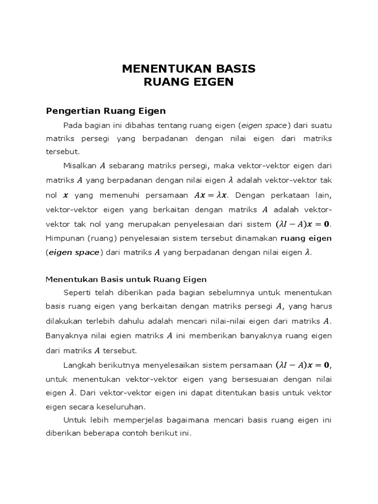Pertemuan XIV - Menentukan Basis Ruang Eigen | PDF