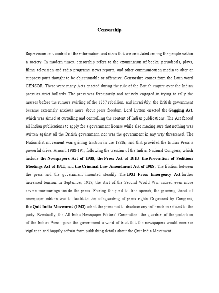 Censorship | PDF | Censorship | Freedom Of The Press