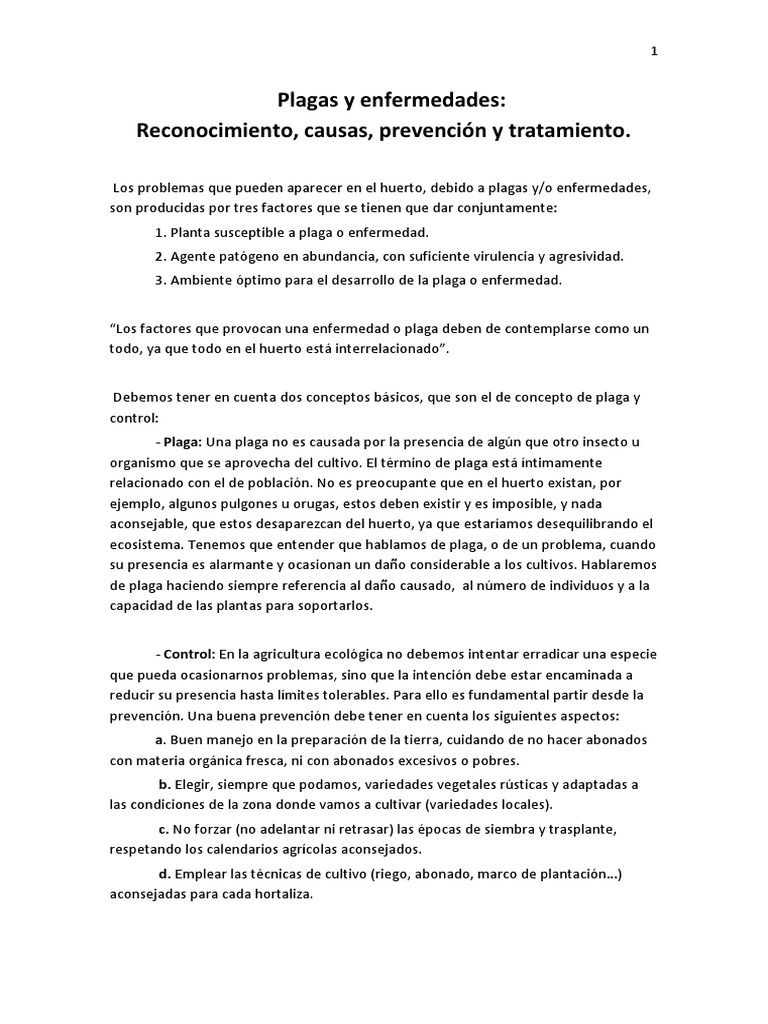 Tratamiento de Plagas en Huertos Ecológicos | PDF | Plaga (organismo ...
