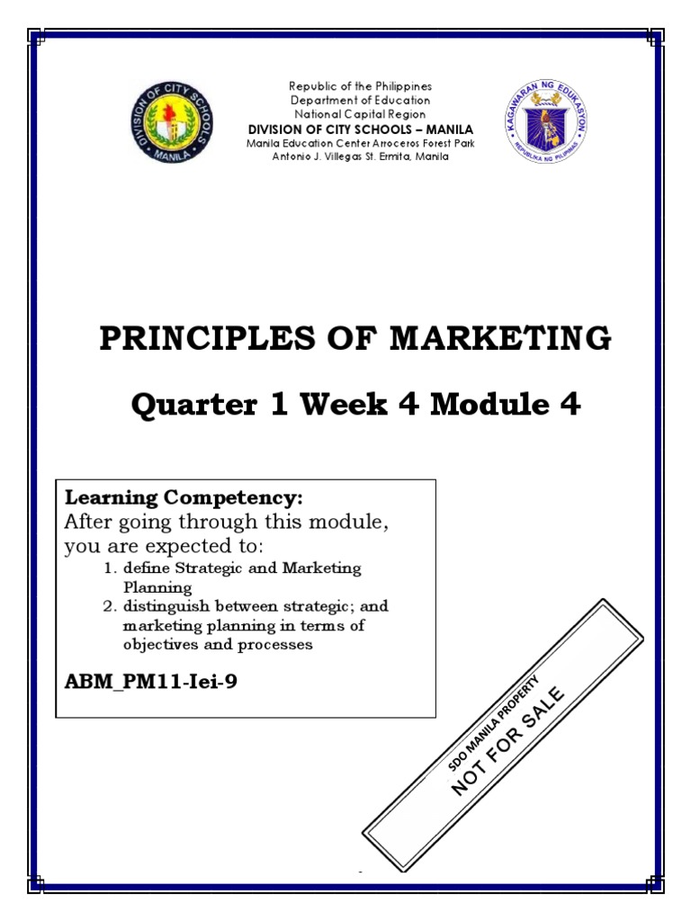 ABM-PRINCIPLES OF MARKETING 11 - Q1 - W4 - Mod4 | PDF | Strategic ... ABM-PRINCIPLES OF MARKETING 11 - Q1 - W4 - Mod4 | PDF | Strategic ...