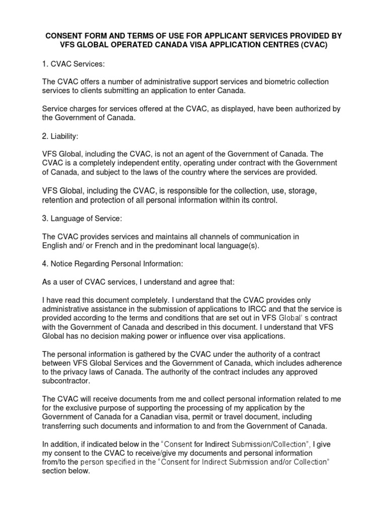 VFS Consent Form | PDF | Information | Biometrics