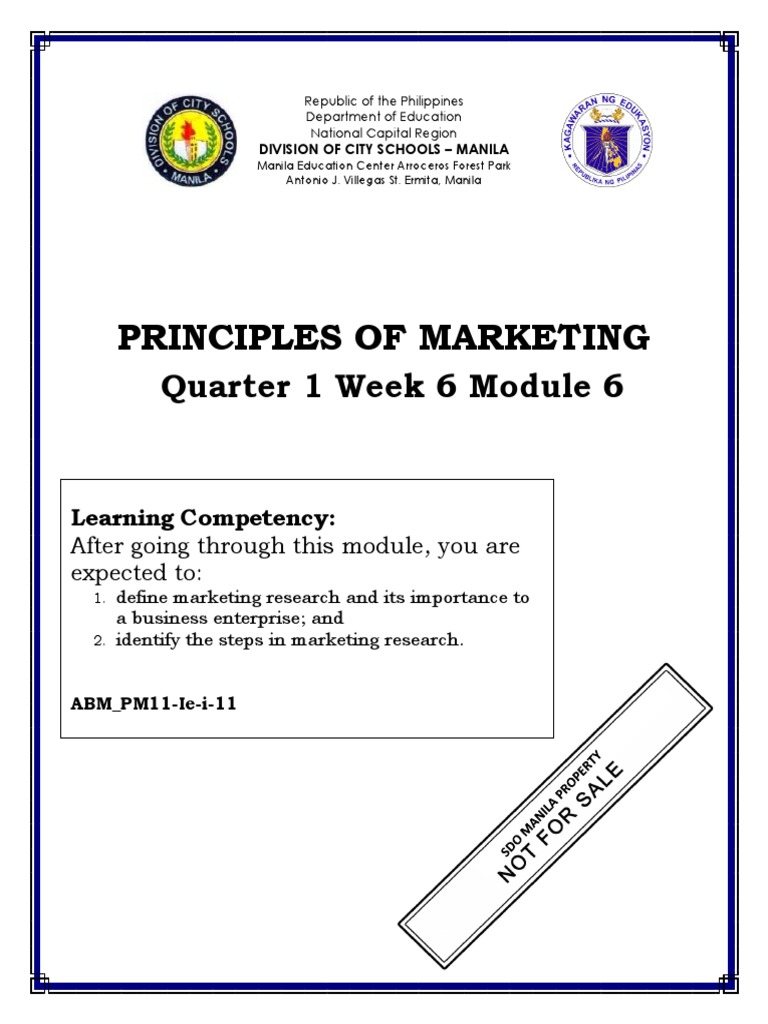 ABM-PRINCIPLES OF MARKETING 11 - Q1 - W6 - Mod6 | PDF | Marketing ... ABM-PRINCIPLES OF MARKETING 11 - Q1 - W6 - Mod6 | PDF | Marketing ...