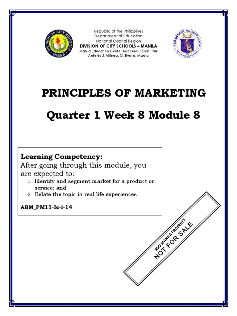 ABM-PRINCIPLES OF MARKETING 11 - Q1 - W8 - Mod8 | PDF | Market ...
