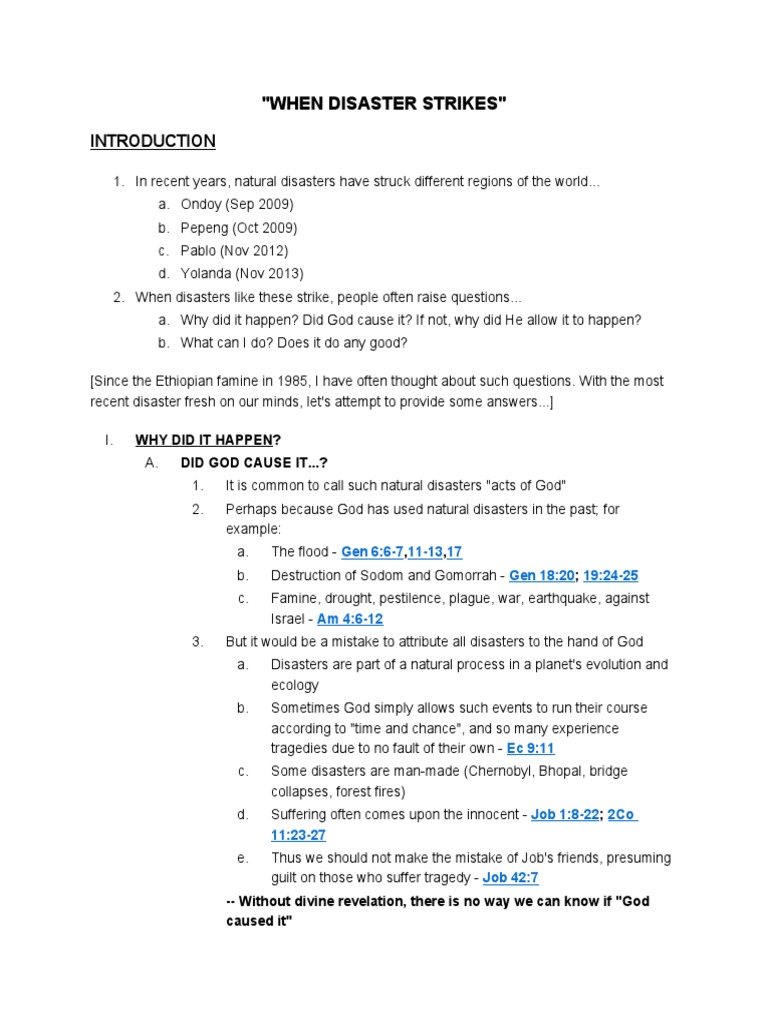 When Disaster Strikes | PDF | Prayer | Charitable Organization