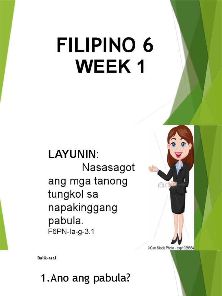 Grade 6 PPT Filipino q1 w1 Day 1-5 Edited | PDF