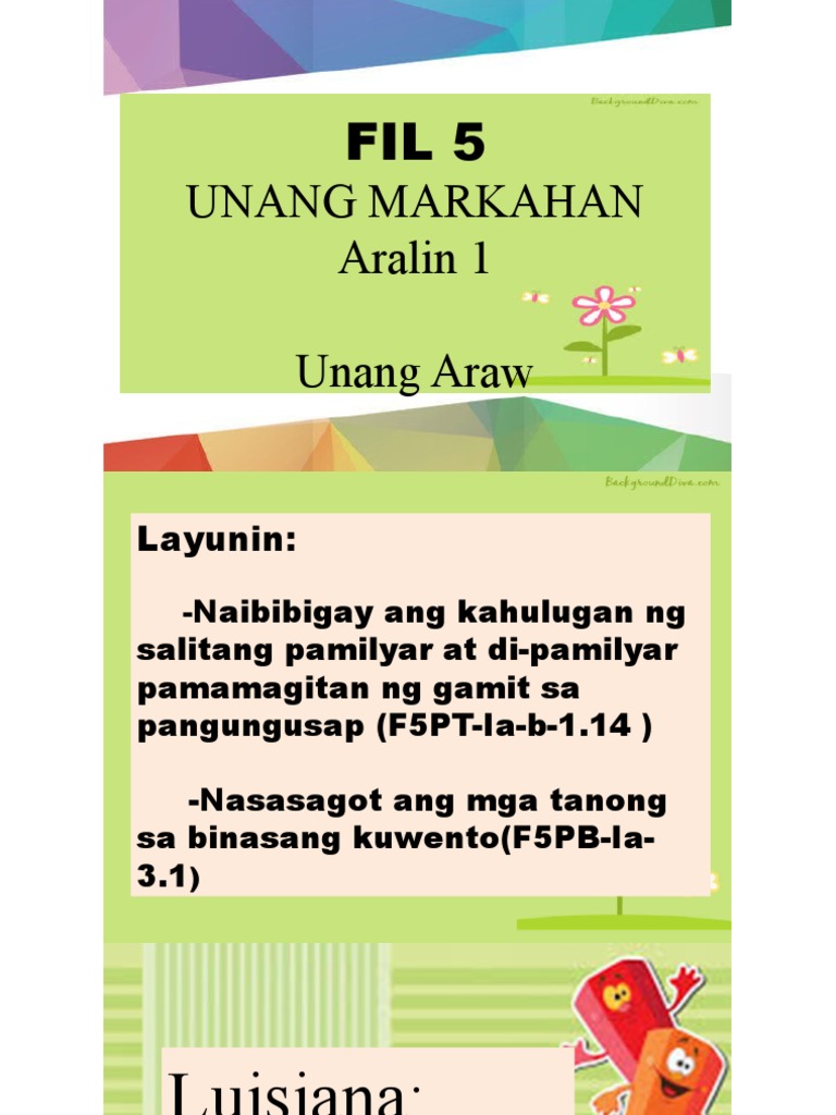 Grade 5 PPT Filipino Q1 W1 Day 1-5 | PDF