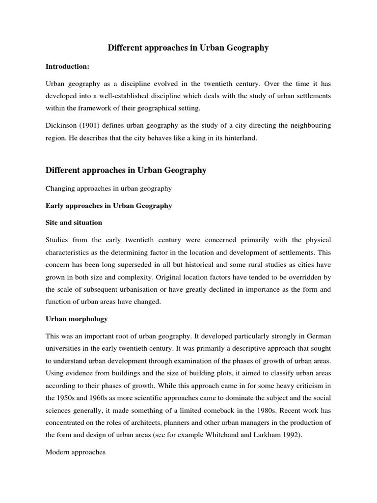 Different Approaches in Urban Geography | PDF | Sociology | Positivism