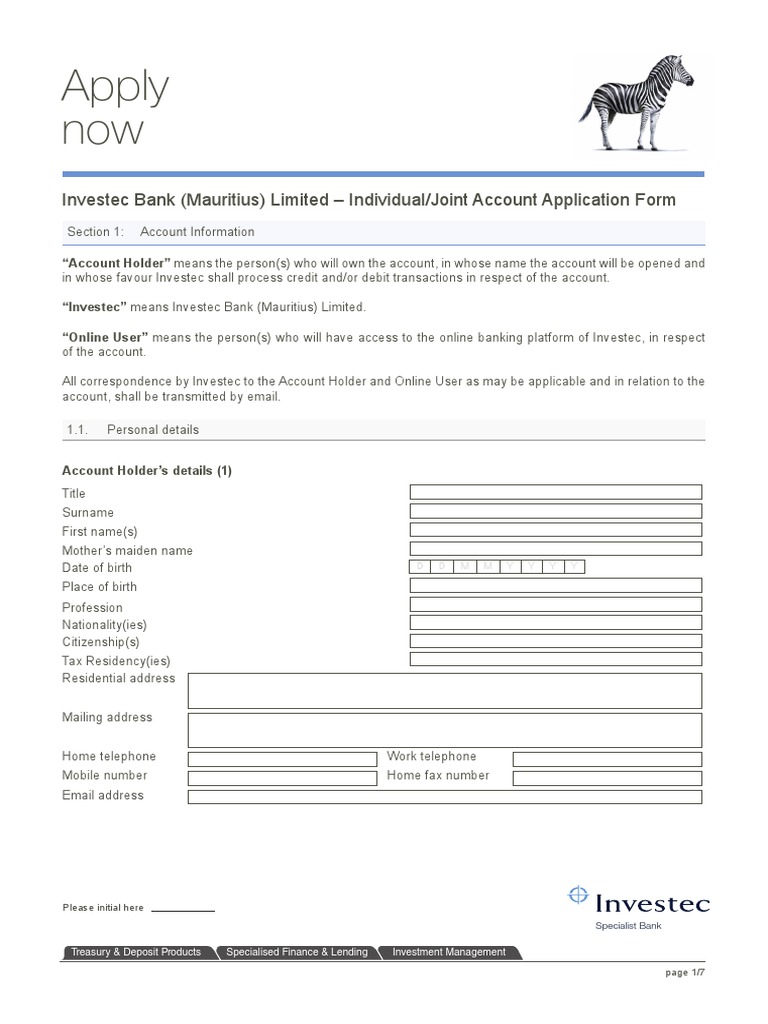 Individual Account Application Form | PDF | Wealth | Banks