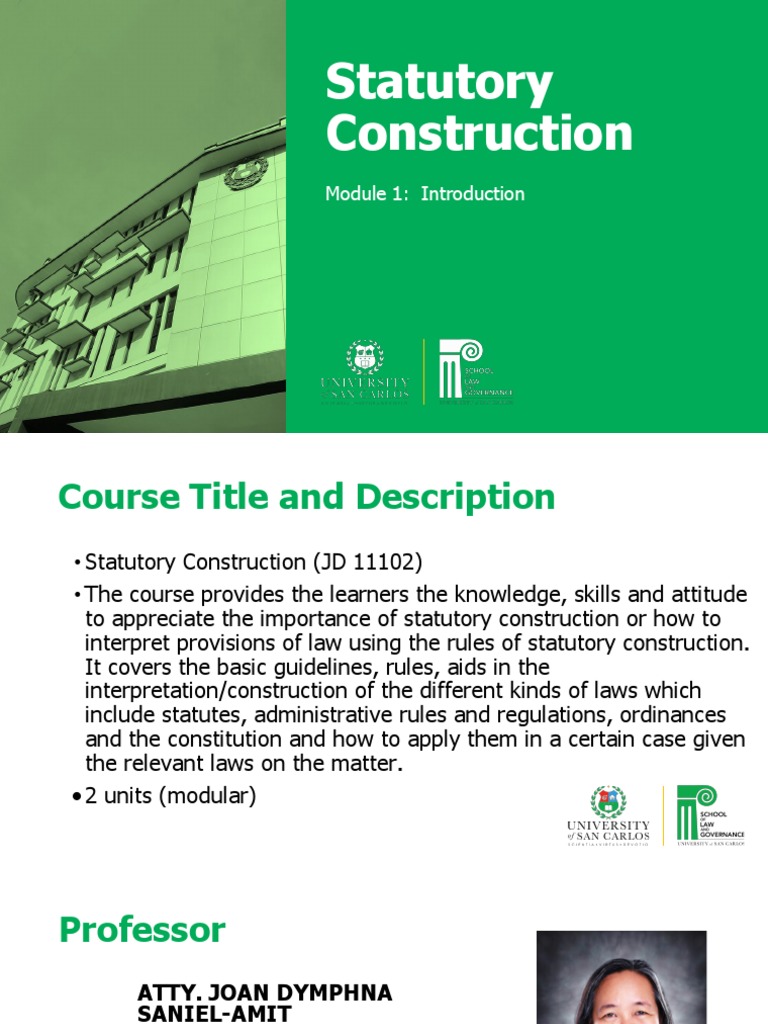 Module 1 Introduction - Stat Con | PDF | Statutory Interpretation | Justice