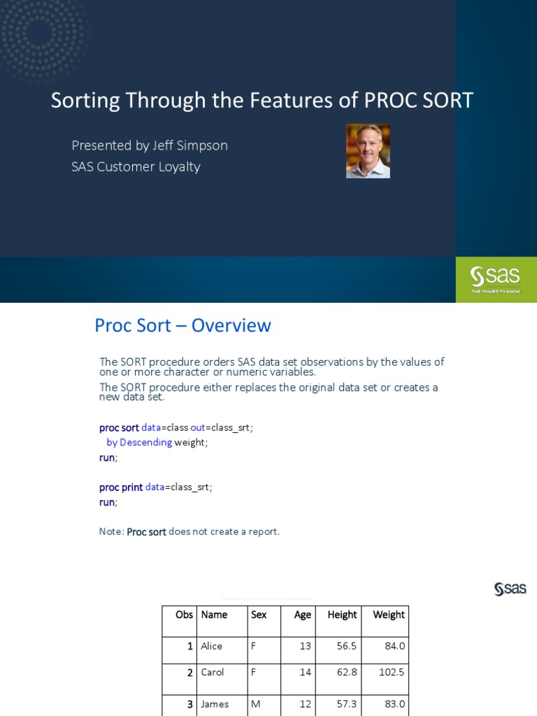 Sorting Through The Features of Proc SORT | PDF | Collation | Sas (Software)