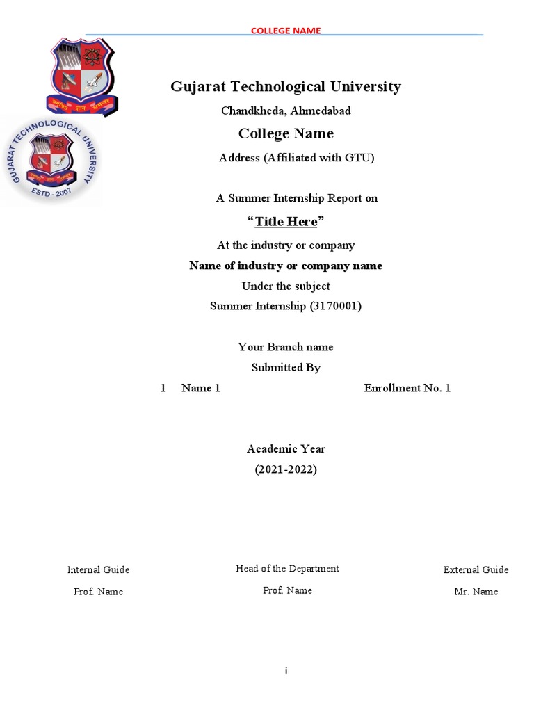GTU Summer Internship Report Format | PDF | Steel | Building Materials