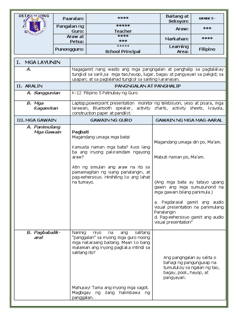 Pangngalan at Panghalip DLP | PDF