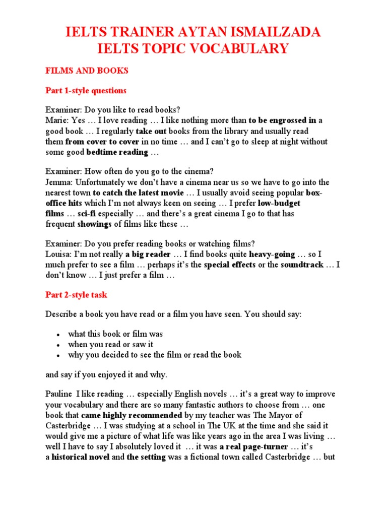 Lesson 3 - Films and Books | PDF | Books