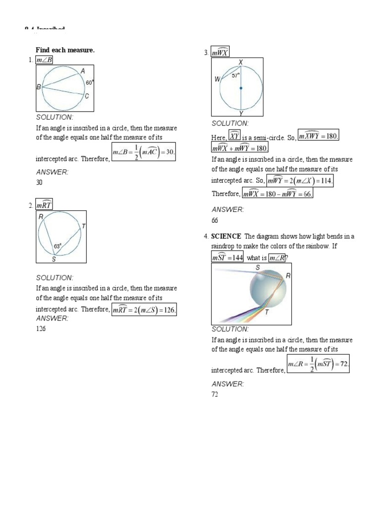 9_4_Inscribed_Angles | PDF | Triangle | Circle
