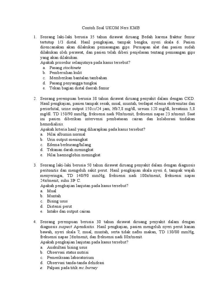 CONTOH SOAL UKOM Tggal 17 | PDF
