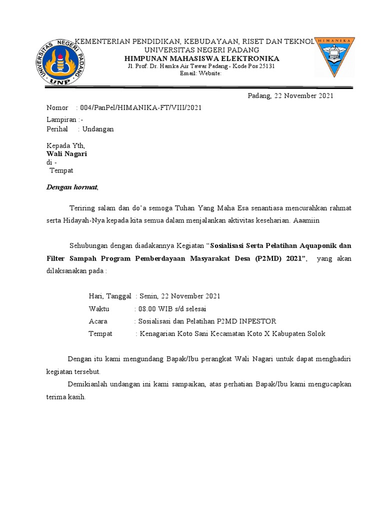 Undangan Pelatihan Aquaponik P2MD | PDF