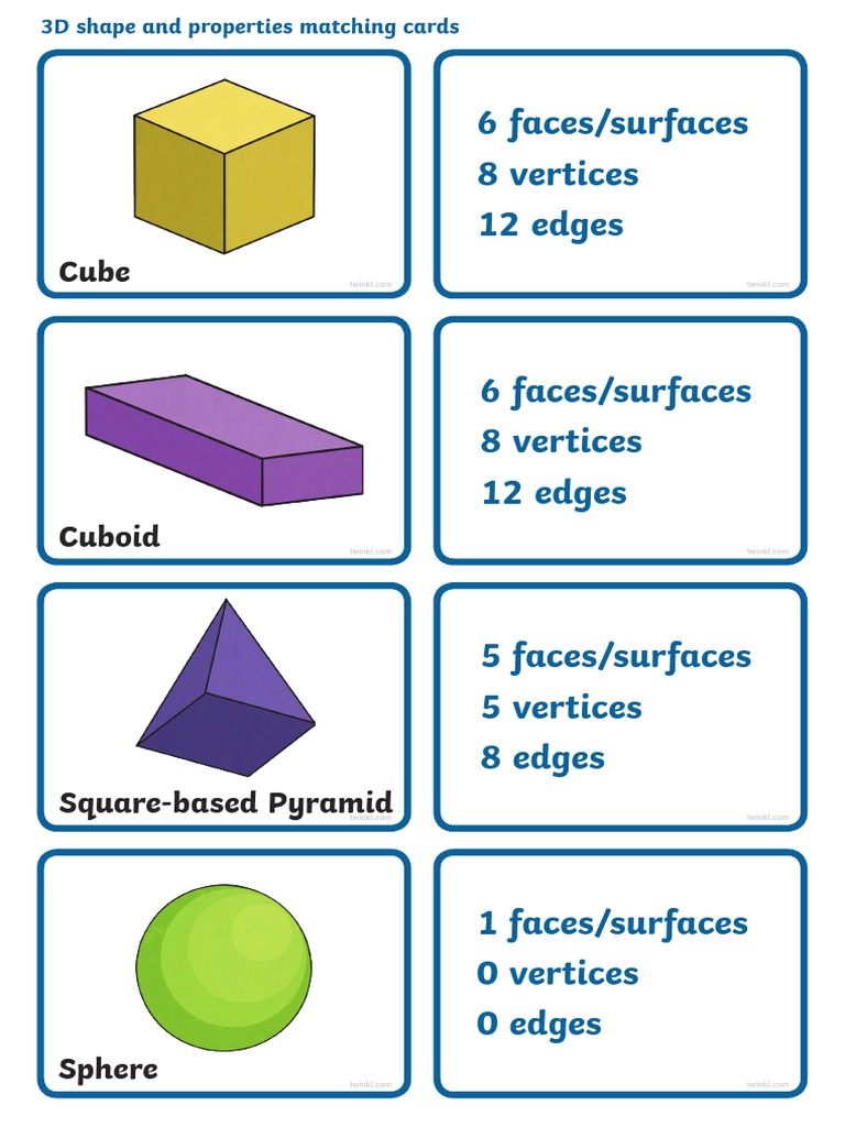 t2 M 063 3d Shape and Properties Matching Cards - Ver - 3 | Download Free PDF | Geometric ...