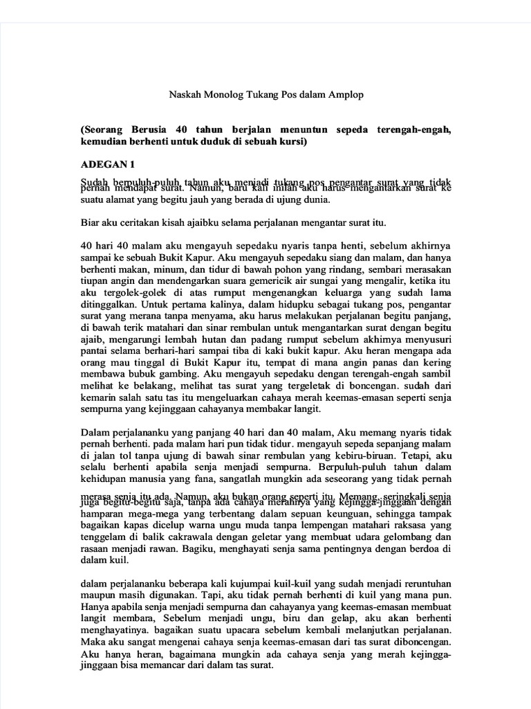 Cerita Monolog Tukang Pos | PDF