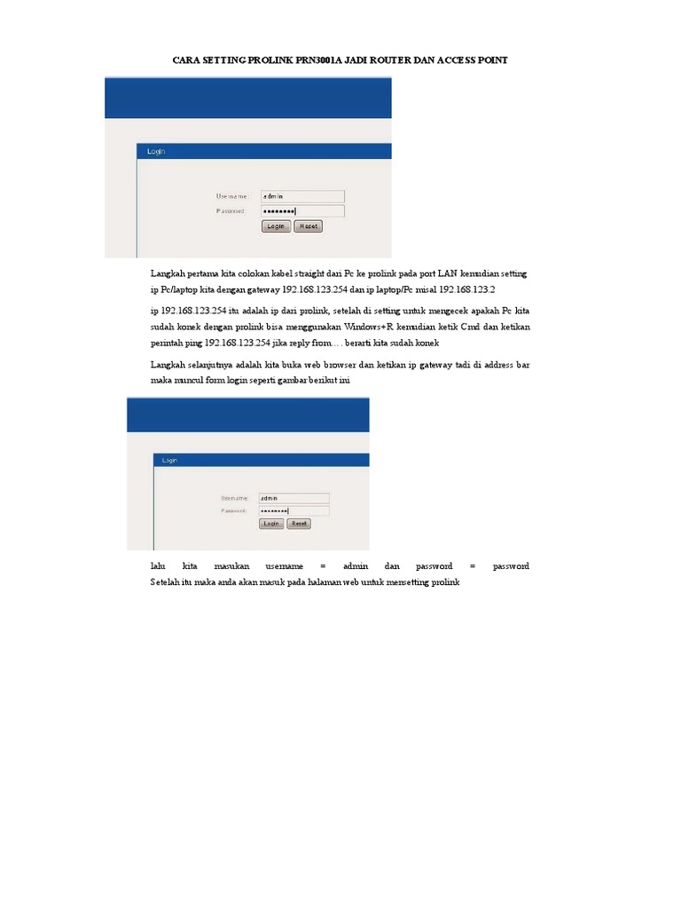 Setting Microtik Prolink | PDF