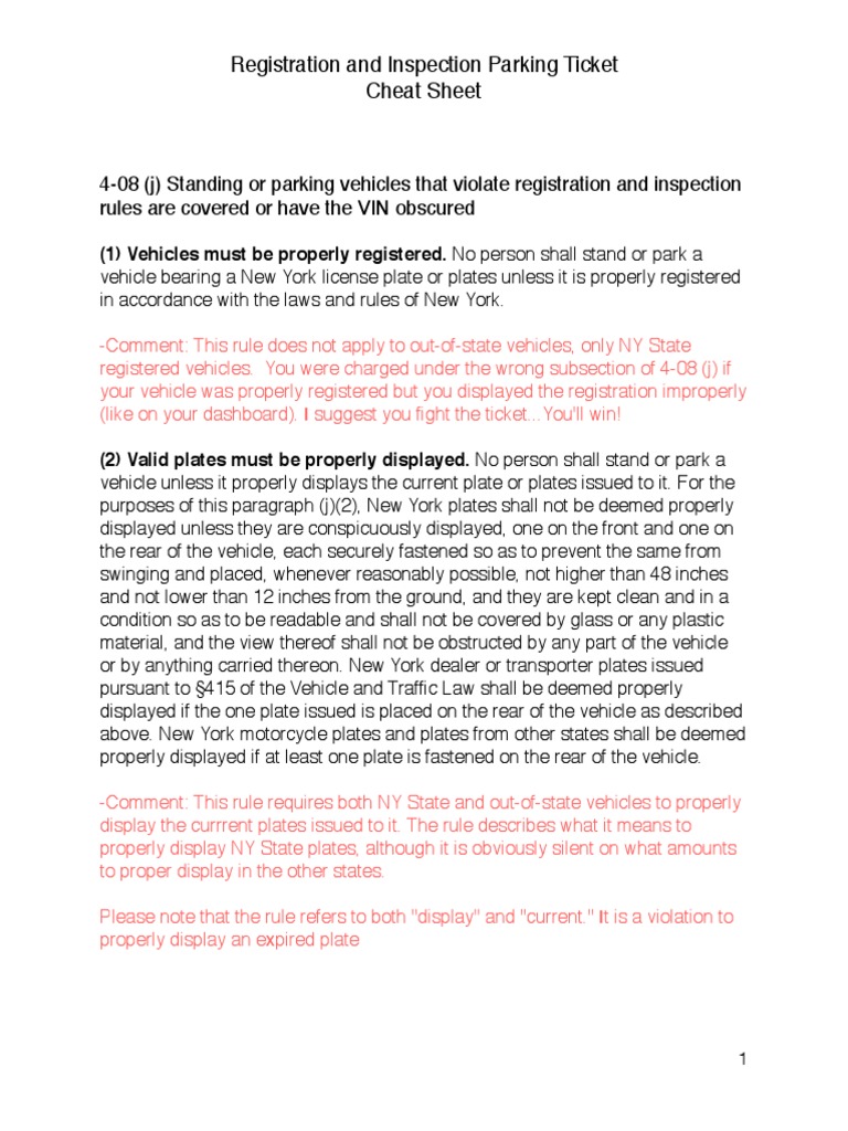 Registration-and-Inspection-Cheat-Sheet | PDF | Vehicle Registration ...