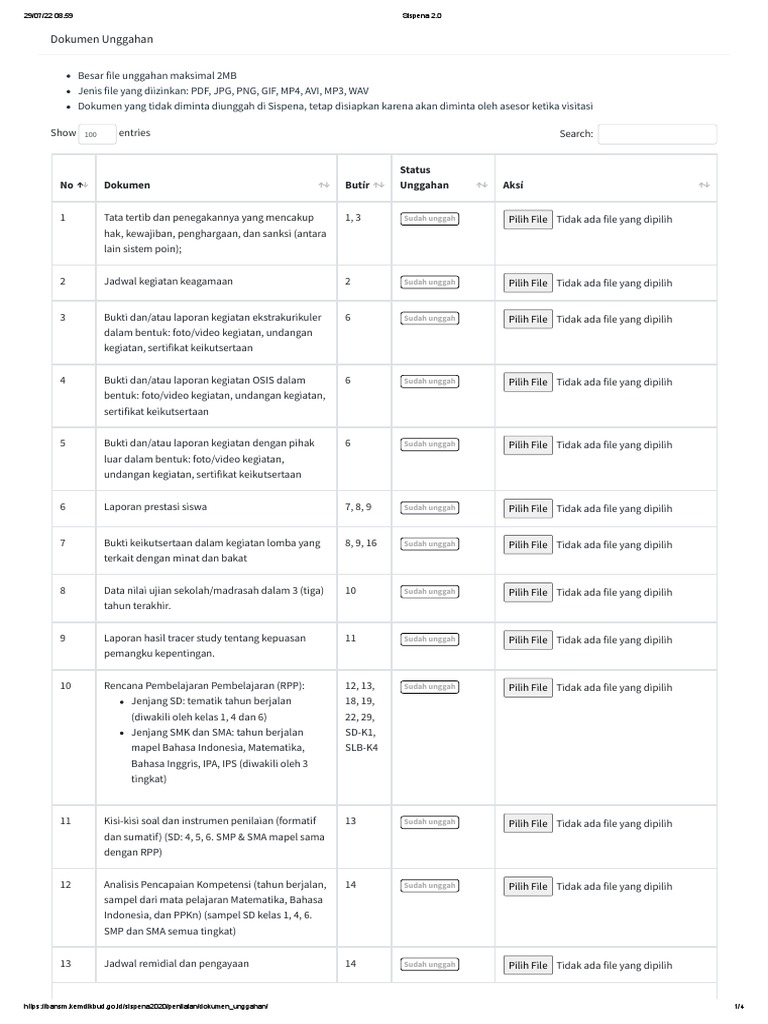 Panduan Unggah Dokumen Sispena | PDF