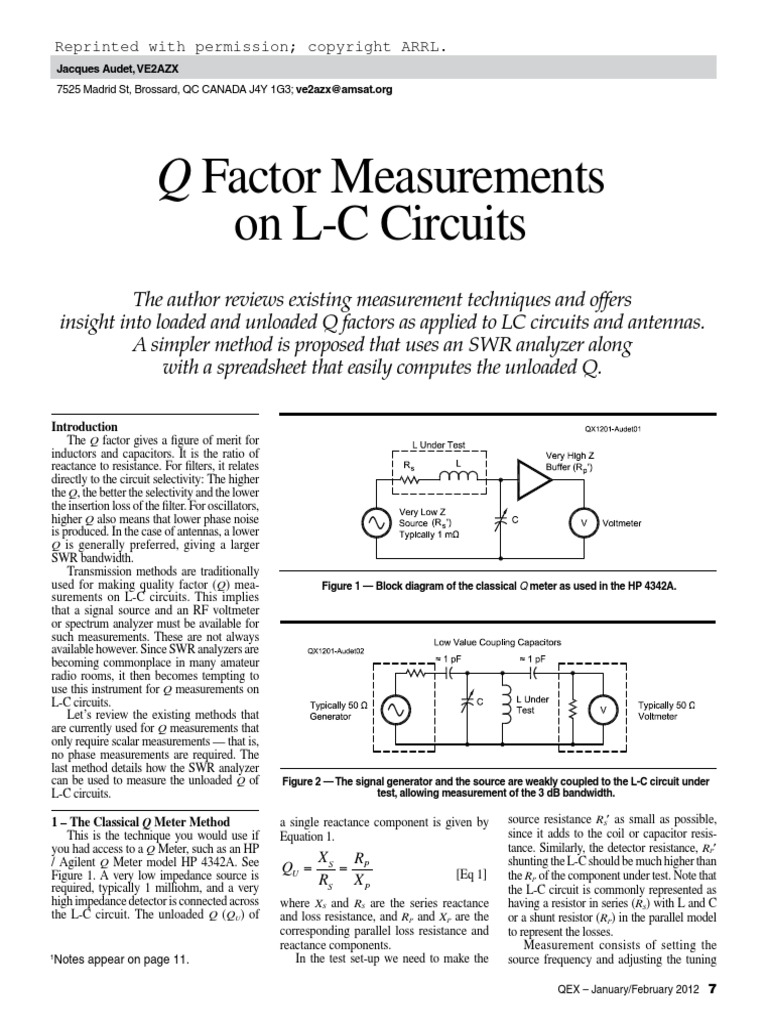 Q-FactorMeas On LC Circuits | PDF | Inductor | Antenna (Radio)
