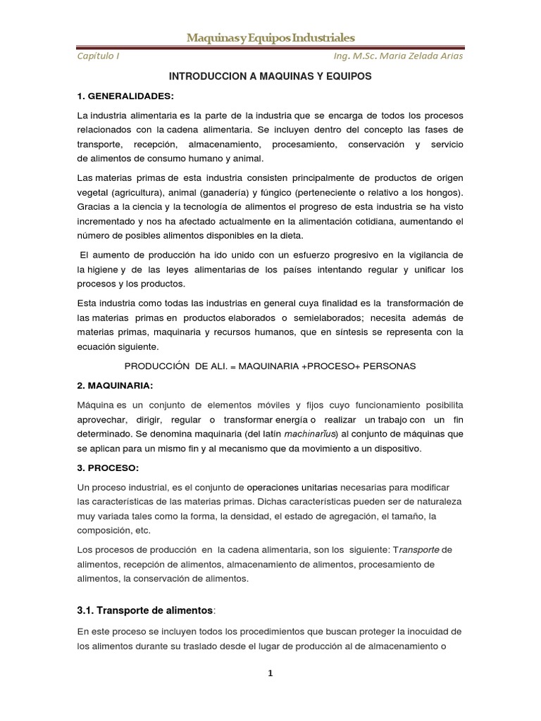 Introduccion A Maquinas y Equipos | PDF | Industria de alimentos ...