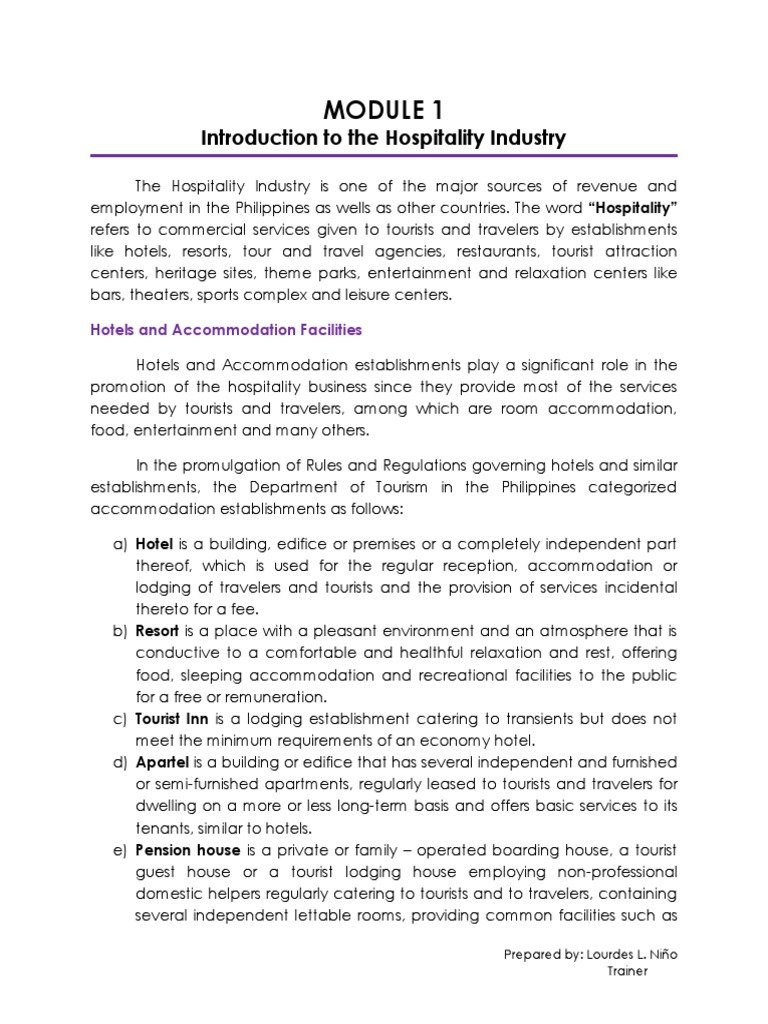Introduction to Hospitality Industry | PDF | Hotel | Tourism