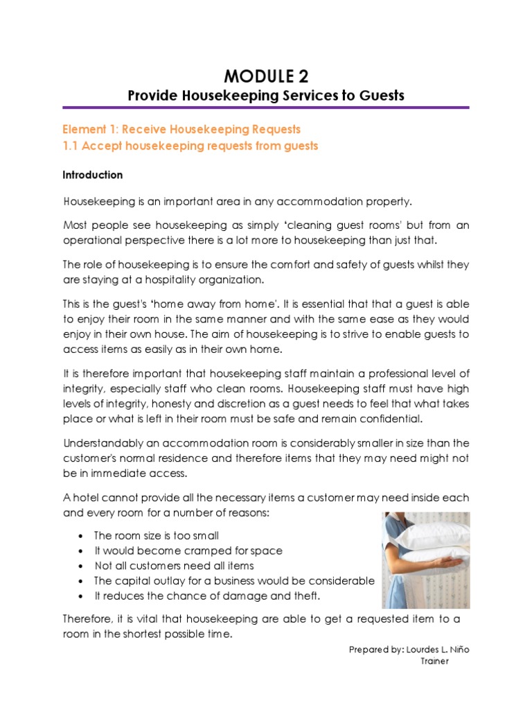Housekeeping Guest Requests | PDF | Housekeeping | Home