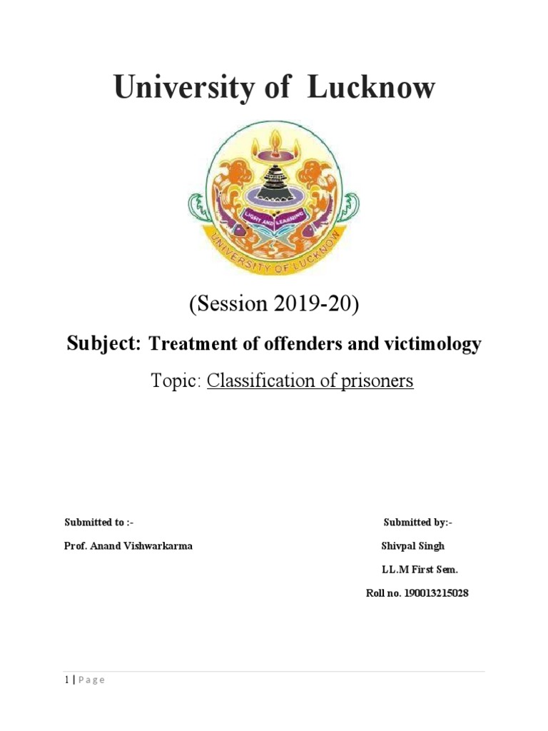 Classification of Prisioner | PDF | Prison | Crimes