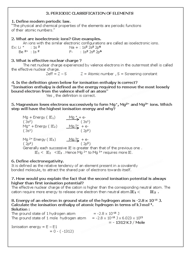 Chapter-3-Periodic classification of elements | PDF | Ionic Bonding | Ion