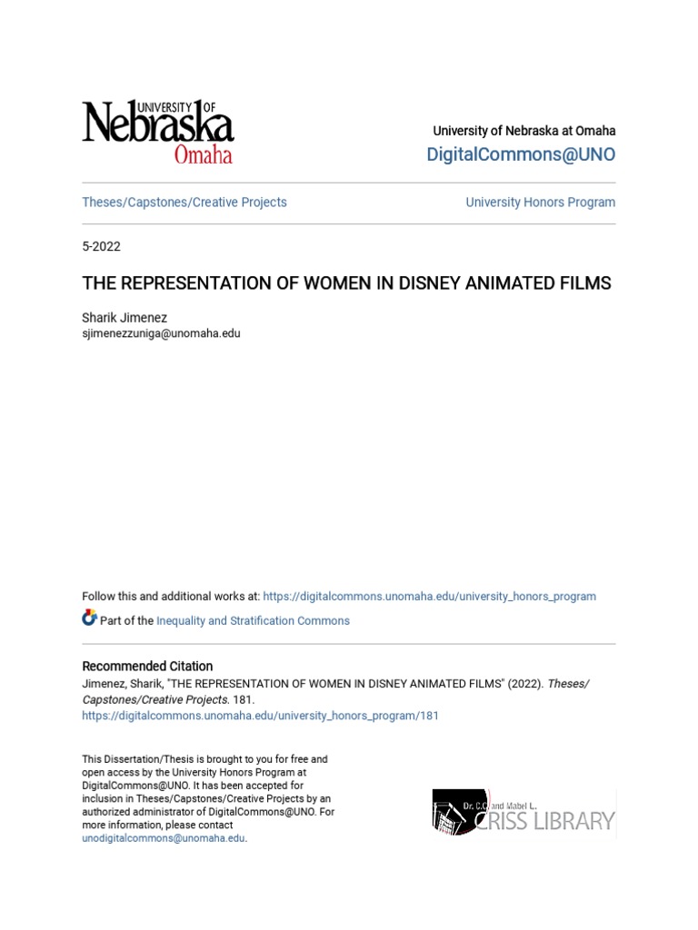 Women's Representation in Disney Films | PDF | Gender | Gender Studies