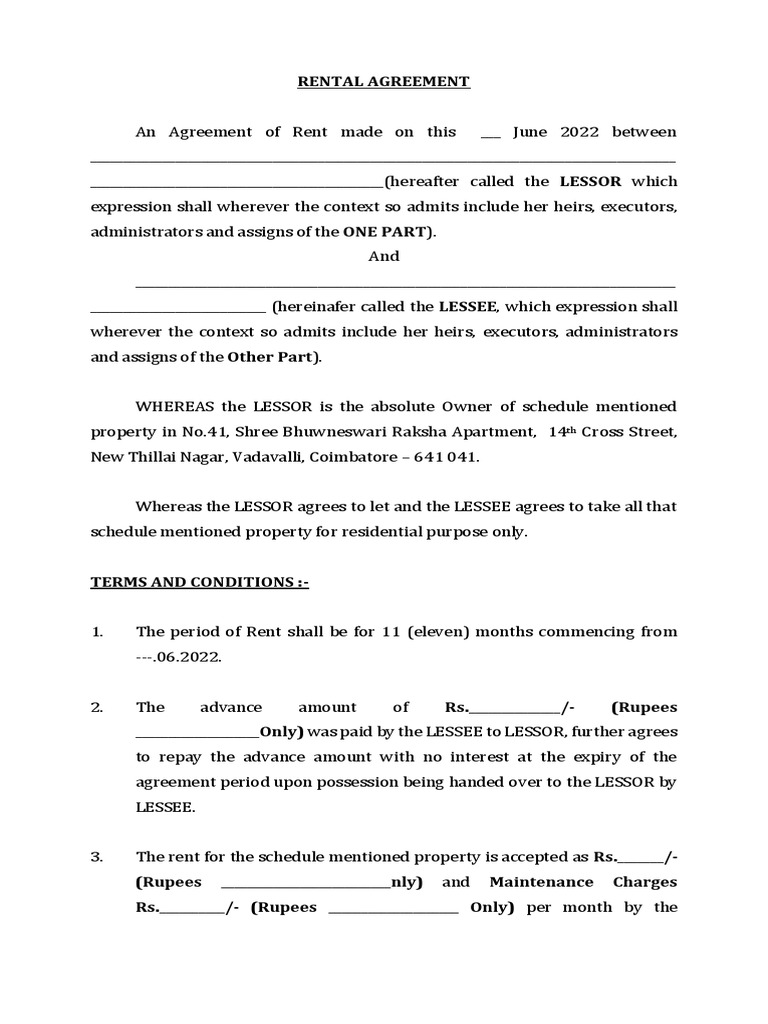 SBR Rental Agreement | PDF | Lease | Renting