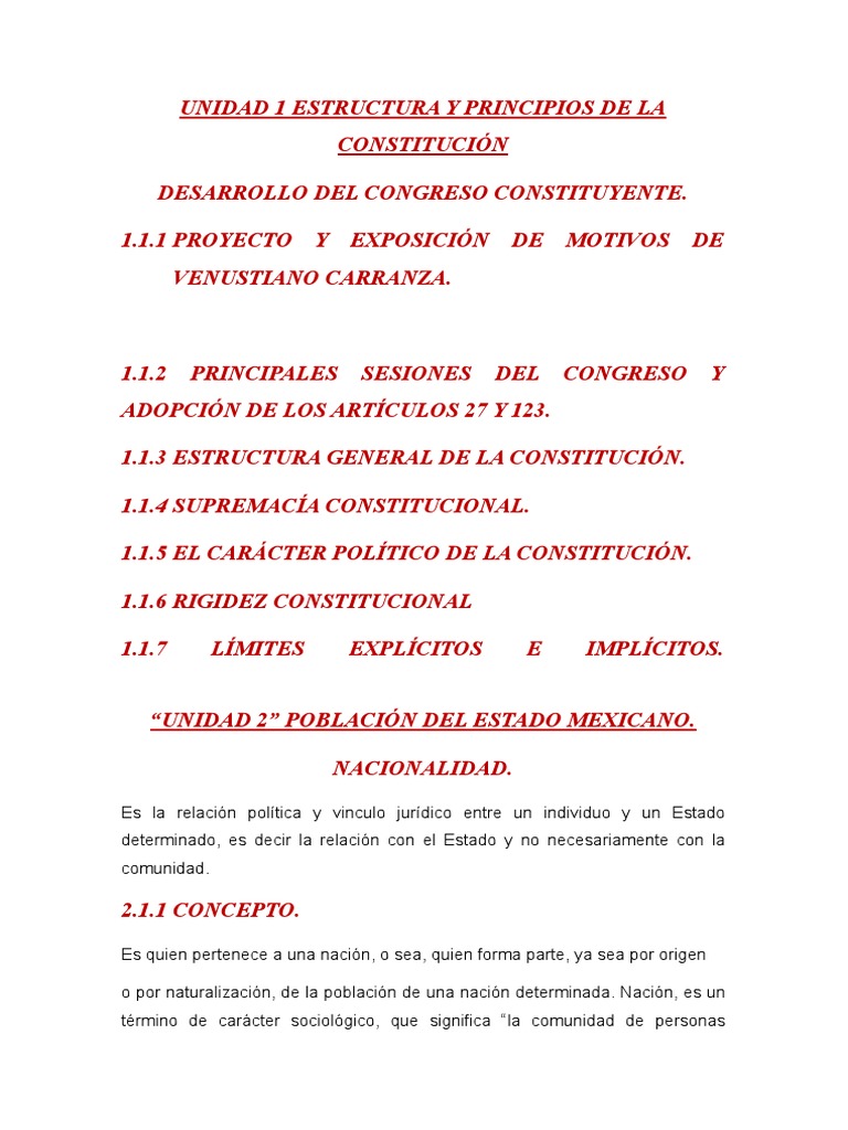 Unidad 1 Estructura y Principios de La Constitución | PDF ...