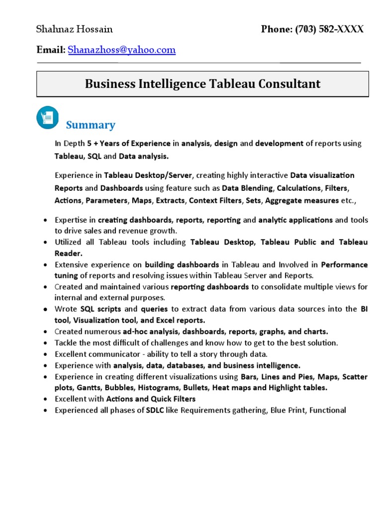 Dallas Tableau Consultant Profile | PDF | Business Intelligence ...