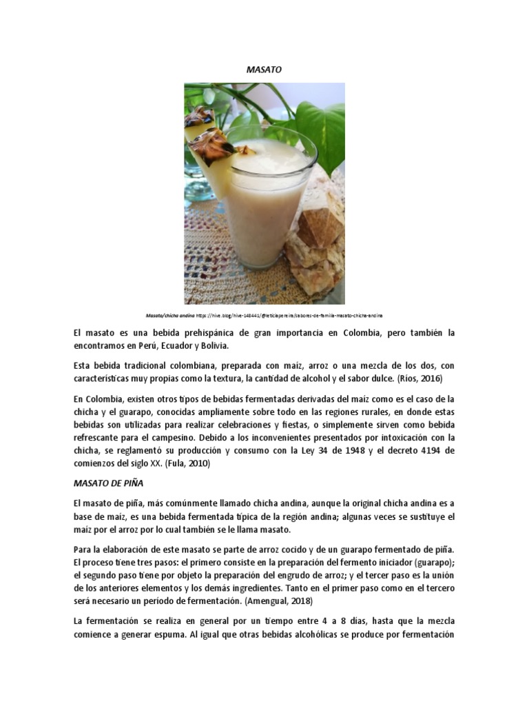 MASATO | PDF | Fermentación | Nutrición
