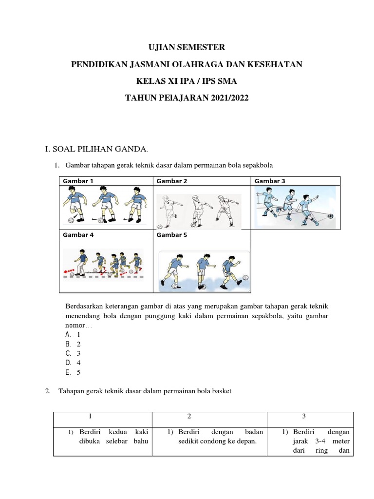 Soal Uas Xi Pjok 202122 Fix | PDF