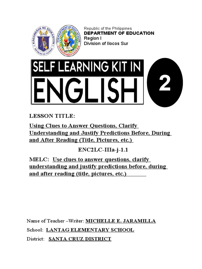 English2 Q3 SLK1 | PDF | Language Arts & Discipline